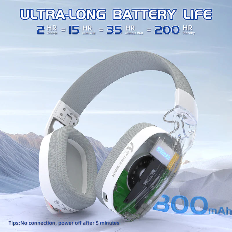 ATTACK SHARK L90 Foldable RGB Ultra-Light Tri-Mode Gaming Headset ...